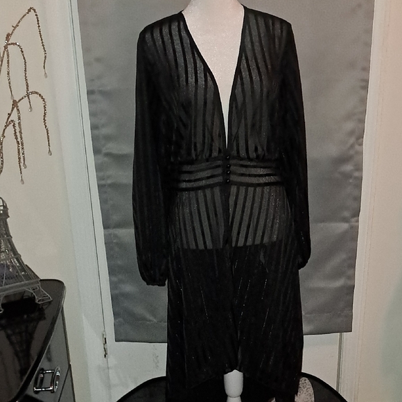 SHEIN | Dresses | Elegant Black Sheer Robe | Poshmark